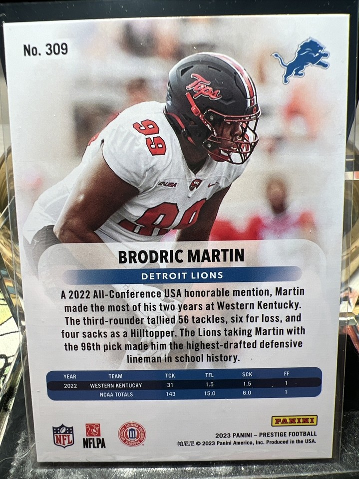 2023 Prestige Broderick Martin # 309 Detroit Lions Football Card | eBay