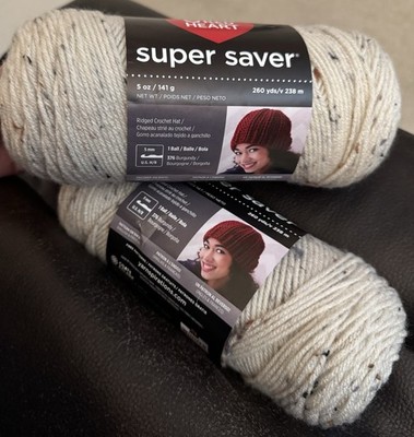 RED HEART SUPER SAVER ARAN FLECK YARN 5 Oz. 2 Skeins; Qt-3 Packs ...