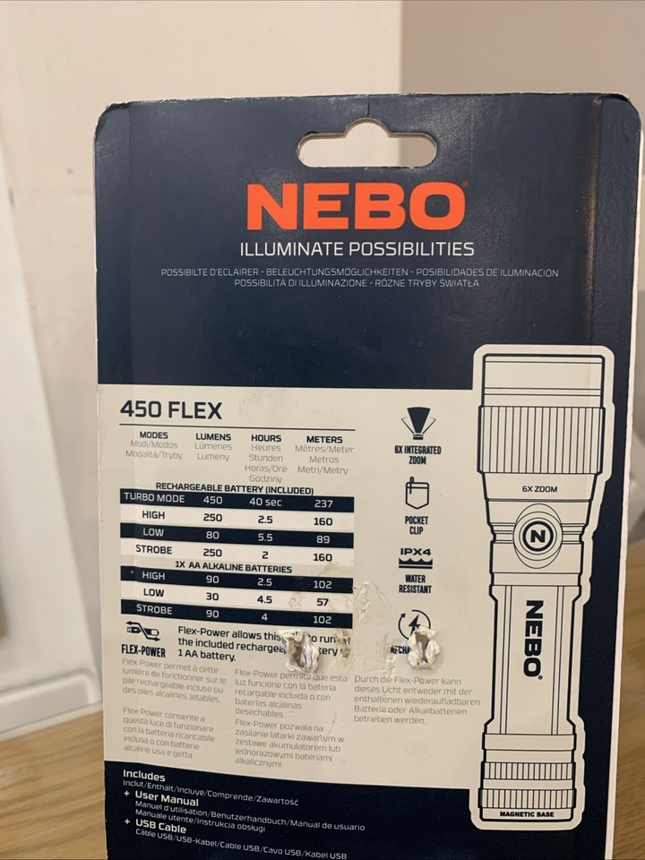 Nebo Flex Rechargeable LED Torch 450 Lumens | eBay UK