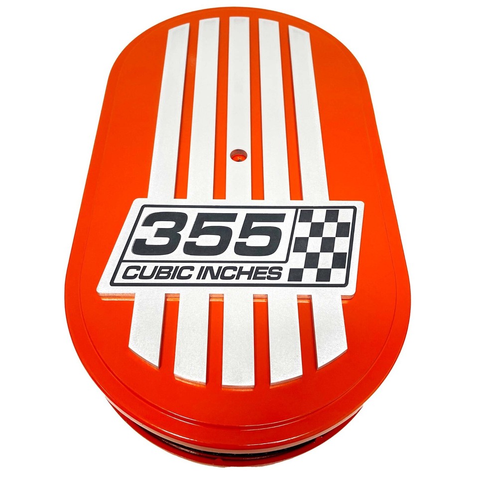 Small Block Chevy 355 Orange Valve Covers & 15" Oval Air Cleaner Kit ...