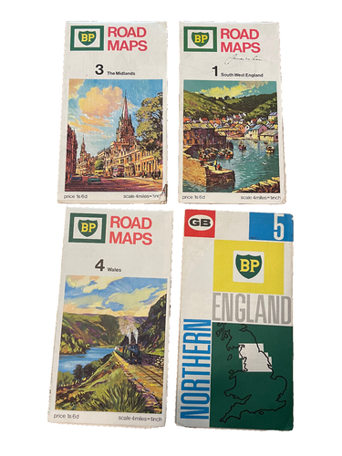 Vtg England BP Road Map Lot of 4 Wales Midlands Northern South West ...