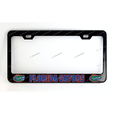 Florida Gators Custom Made Black Metal License Plate Frame +Screw Caps ...