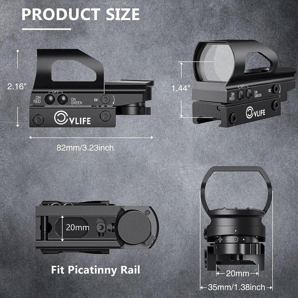 Red Green Dot RefIex Sight Scope Tactical Holographic Optic Sight For ...
