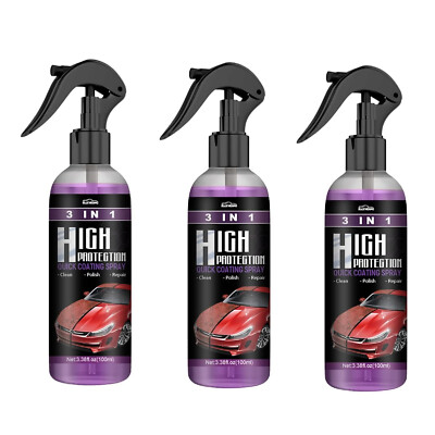 3x100ml High Protection Quick Car Ceramic Coating Spray 3 in 1 -Fast ...