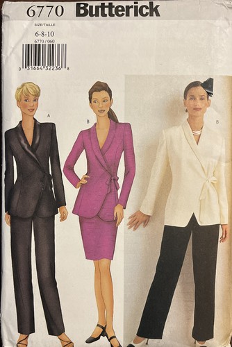 Butterick 6770 Wrap Front Blazer, Shawl Collar, Pants, Skirt Sz 6-10 ...