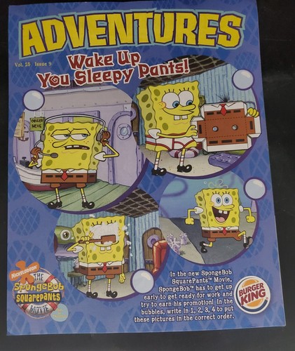 2004 SpongeBob SquarePants Burger King Adventures Flyer Activity ...
