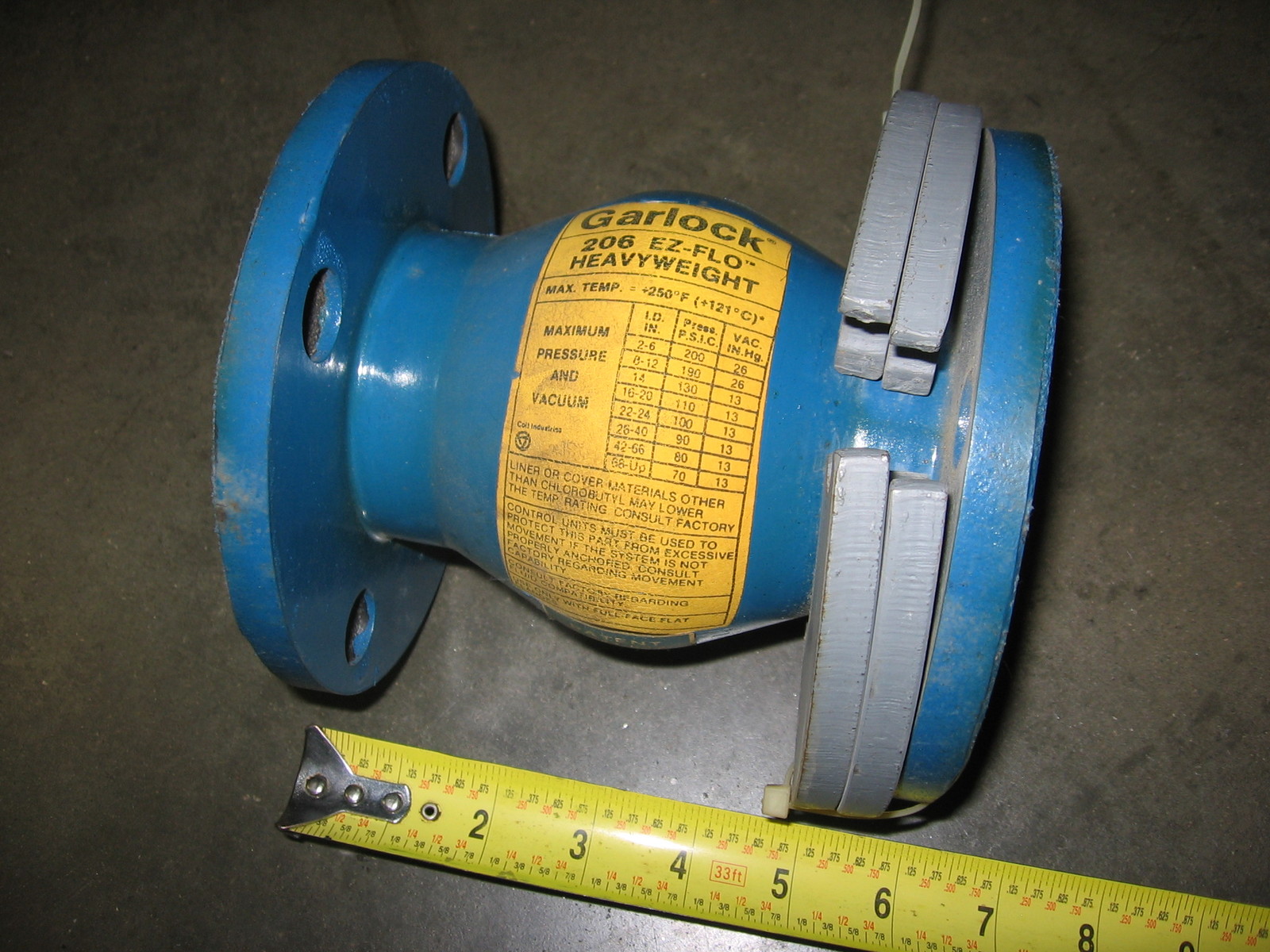 2" x 6" Garlock 206 Ez-Flo Flanged Expansion Joint Heavyweight 200 PSI ...