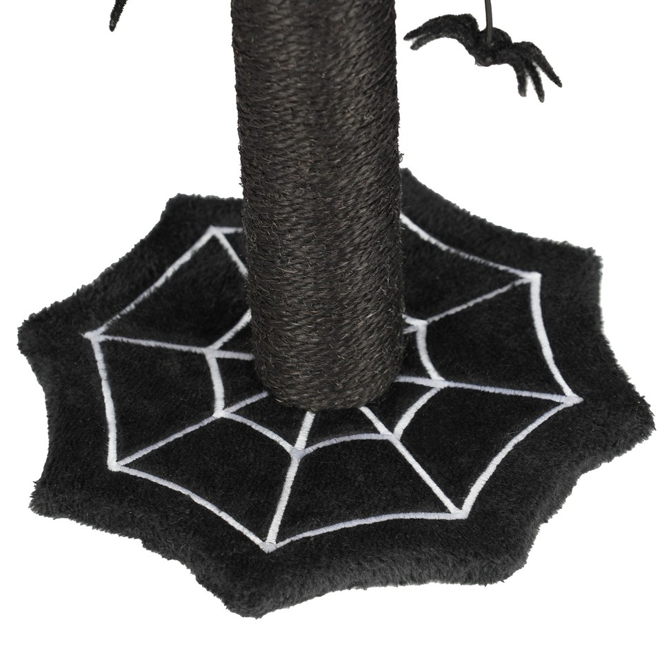 Portable Halloween Gothic Cat Scratching Post with Spider Dangling Toys ...
