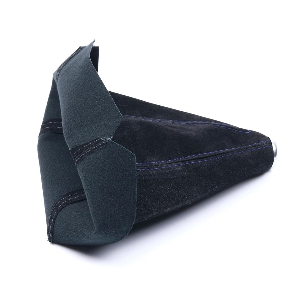 Black Universal Suede leather Shift Boot Shift Knob Cover with Blue ...