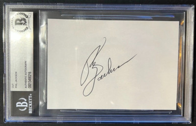 PHIL JACKSON SIGNED AUTOGRAPH SLAB CUT CHICAGO BULLS LA LAKERS BECKETT ...
