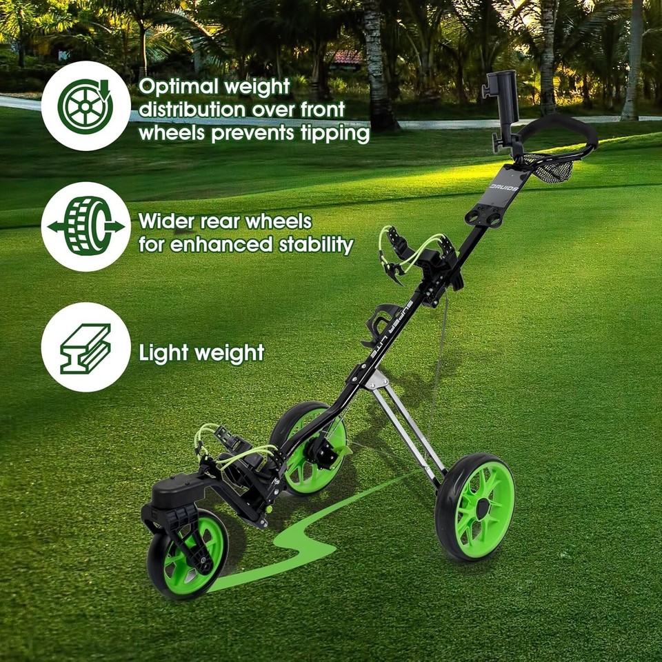 DRUIDS Golf 360 Push Cart - Light Weight - Swivel - Umbrella & Cup ...