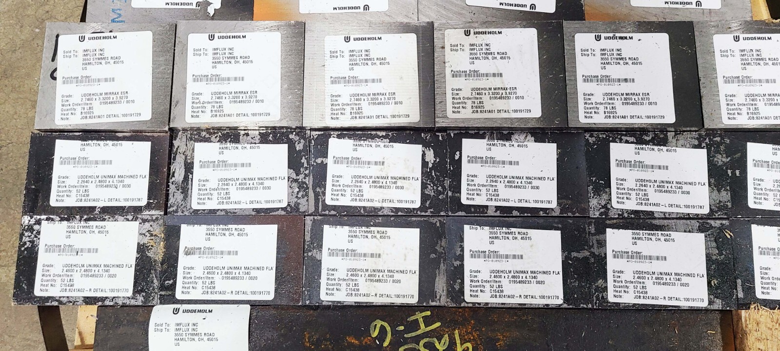 Pallet of Uddeholm Unimax, Mirrax, Orvar Blocks Appx 450lbs, various ...