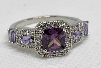 Wedding Engagement Promise Ring Size 7 Purple Cubic Zirconia | eBay