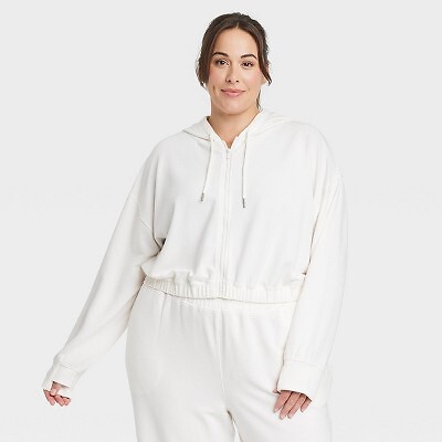 Women's Waffle Full Zip Hoodie - All in Motion Cream 4X | eBay