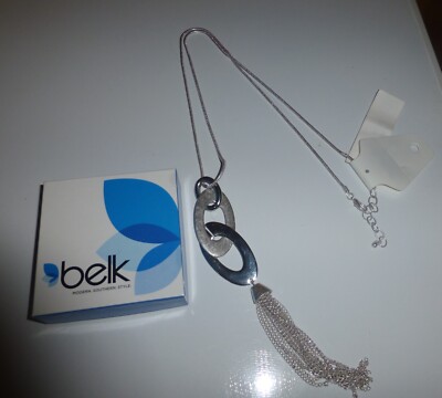 New Silver tone Tassel Necklace 34 inches Pendant 7 inches Belks | eBay