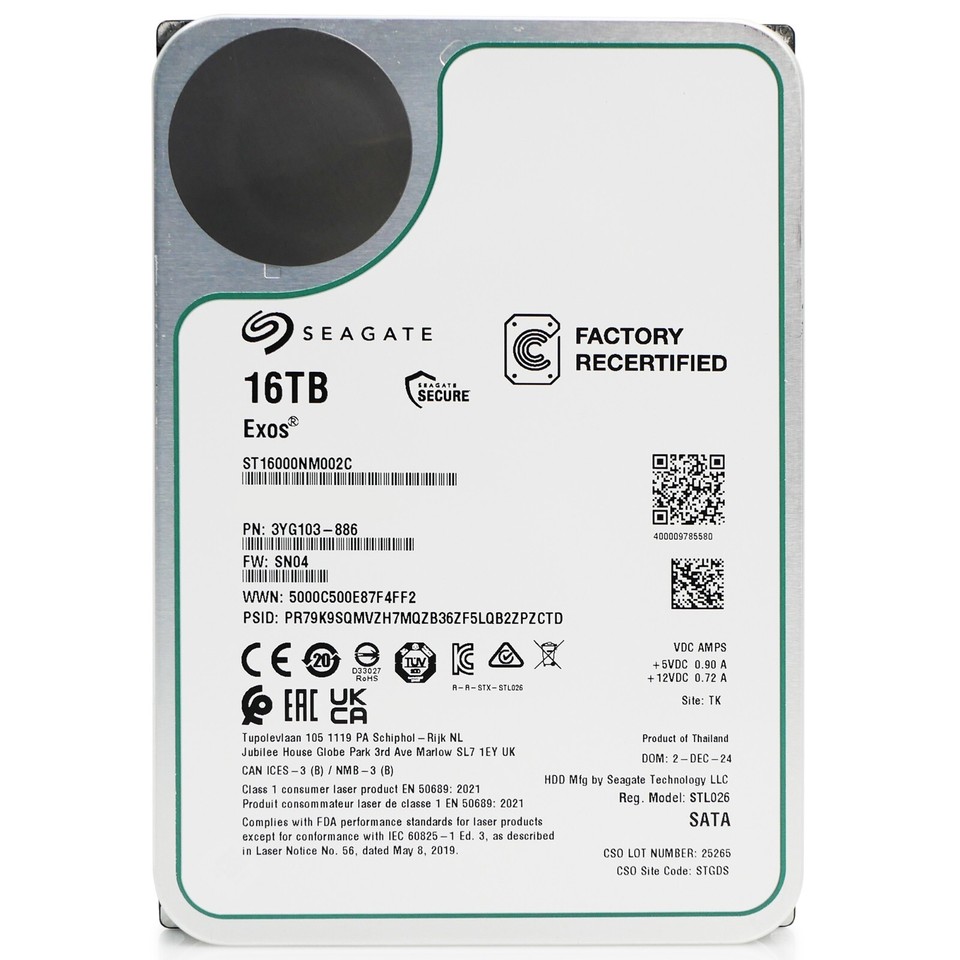 Seagate Exos 16TB 7.2K RPM SATA 6Gb/s 3.5in Enterprise HDD ...