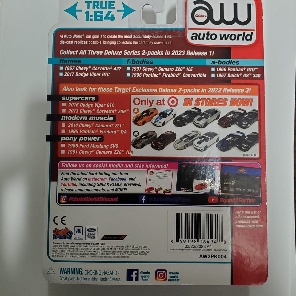 Auto World Target 2 Pack Flames 1967 Chevy Corvette 427 & 2017 Dodge ...