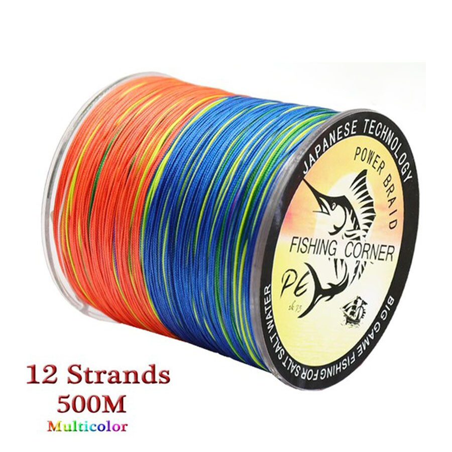 12 Strands Braided Fishing Line PE Multifilament Multicolor Super ...