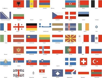 56 Länder Flaggen Sticker Set Europa UV-wasserfest Auto Modellbau 4.9x3 ...