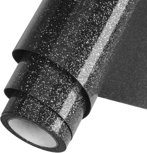 Black Glitter HTV Heat Transfer Vinyl Roll 12Inch X 5 Ft for T-Shirt ...