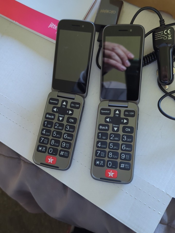 Two Lively Jitterbug Flip2 Flip Cell Phones for Seniors & Chargers ...