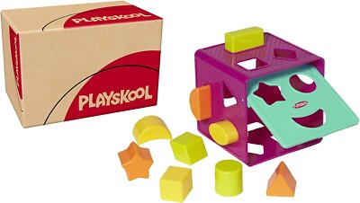 Playskool Form Fitter Shape Sorter Matching Activity Cube Toy 9 Shapes ...