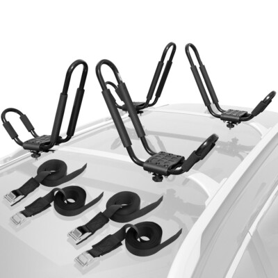 2 Pair Kayak Rack Rooftop Cross Bars Mount Canoe Paddle Board Carrier ...