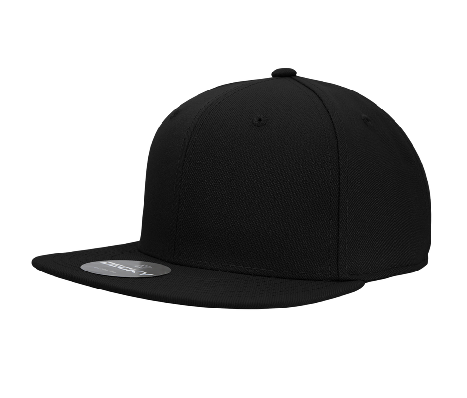 Black Fitted Baseball Cap – Flat Bill Plain Solid Blank Hat (9 Sizes ...