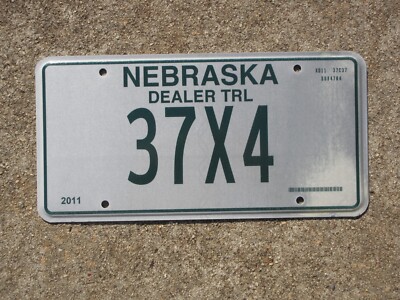 Nebraska Trailer Dealer License Plate NE Phelps County TRL 37X4 | eBay