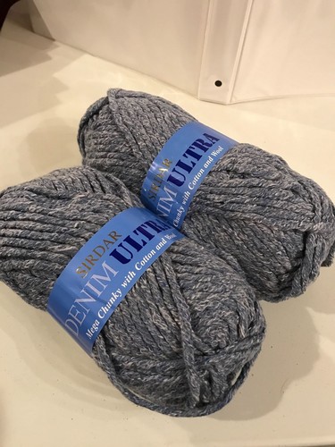 Lot 2 Skeins SIRDAR DENIM ULTRA Yarn Mega Chunky Acrylic/Cotton/Wool ...