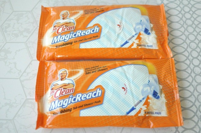 2 Mr. Clean Magic Reach Scrubbing Tub and Shower Pads 8 Refills Each ...