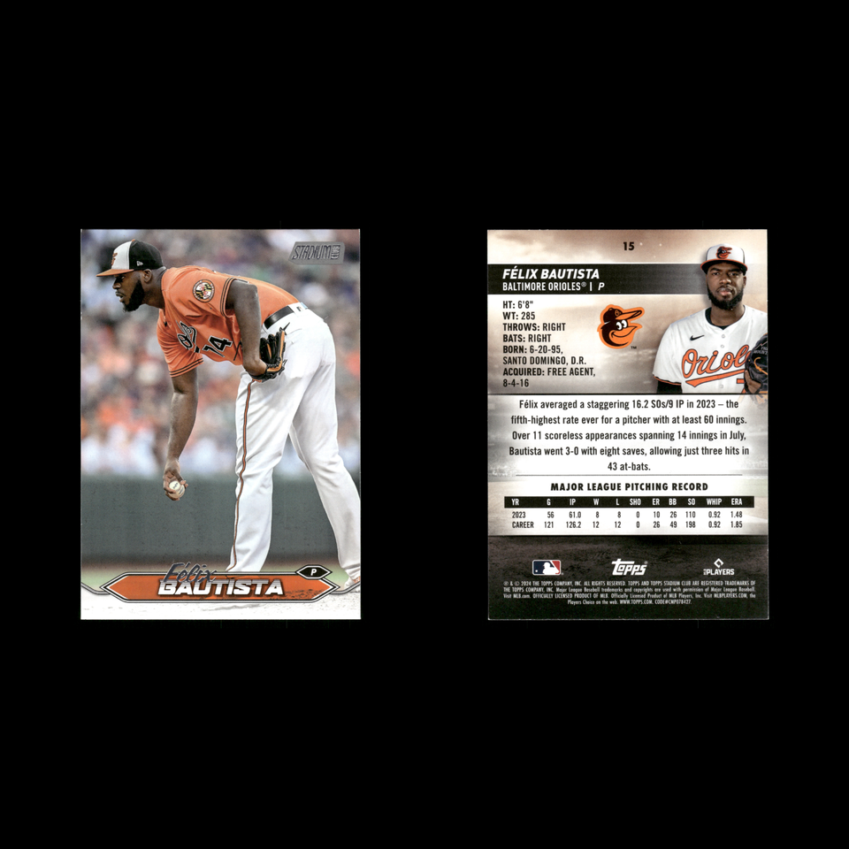 Felix Bautista #15 2024 Stadium Club Baltimore Orioles Baseball Card ...