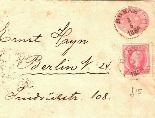 SWEDEN Cover Borås GERMANY Berlin 10o Uprated Stationery 1889 {samwells} GP182 | eBay