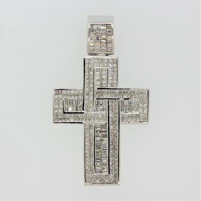 Massive Large Diamond Cross Pendant 18.70CTW 18K White Gold | eBay