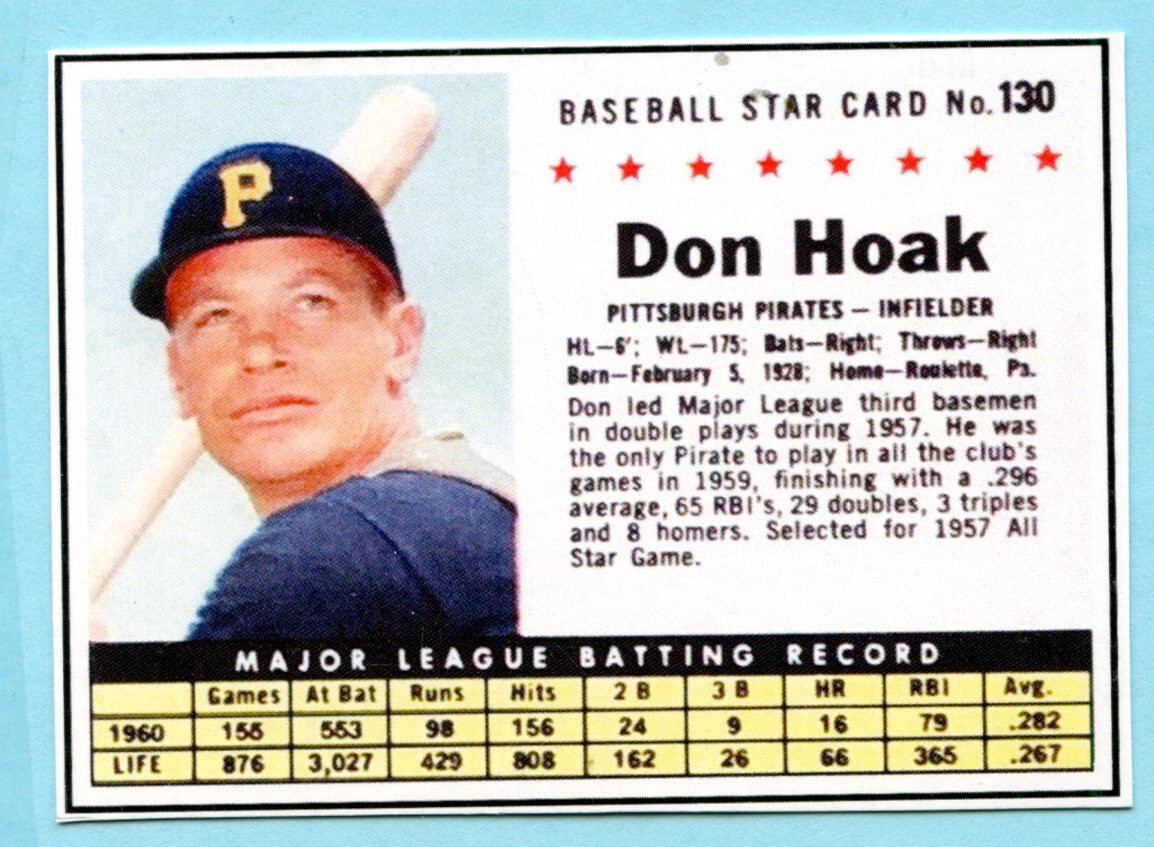 2022-1961 Cereal Card - #130 Don Hoak- Pittsburgh Pirates | eBay