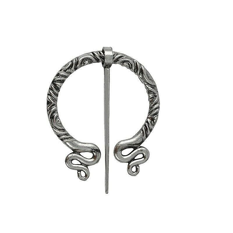 Silvery 2" Snake Ends Celtic PENANNULAR Brooch Cloak w/ 2-5/8" pin ...