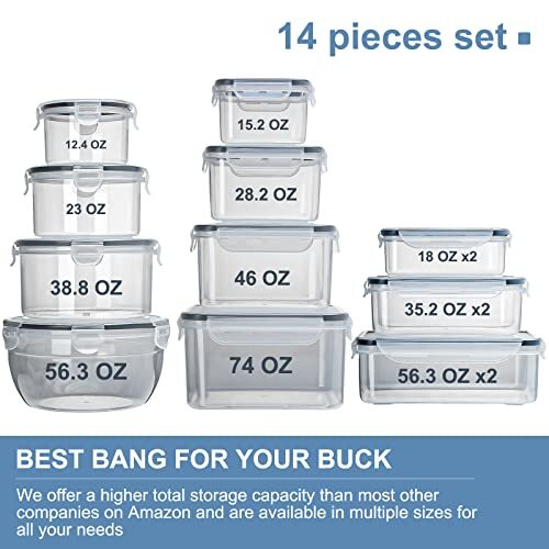 28 Pieces Food Storage Containers With Lids Extra Large Freezer ...