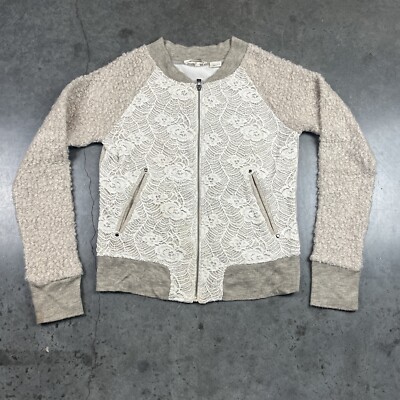 Miss Me Jacket Womens Medium Beige Full Zip Y2K Grunge Long Sleeve ...