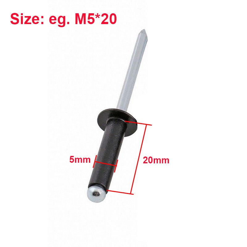 5/10/50pcs Black Aluminium Dome Head Open Blind Rivets Size M2.4 M3.2 ...