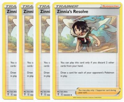 Zinnia's Resolve Trainer Uncommon Playset (164/203) Pokemon Evolving ...