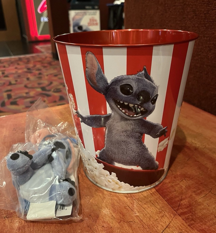 Disney Lilo & Stitch Movie Popcorn Tin Bucket Bag Clip Cinemark ...