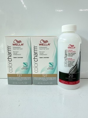 Wella Color Charm T27 Medium Beige Blonde 42ml x 2 + 20 Cream Developer ...