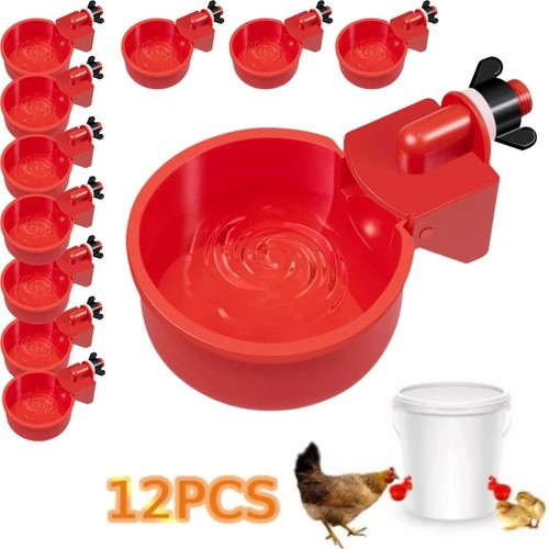 12 PACK AUTOMATIC WATERER DRINKER CUPS CHICKEN COOP POULTRY CHOOK BIRD ...