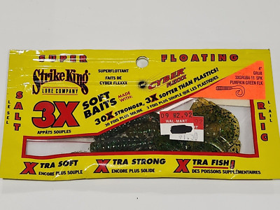 Strike King 3X Super Floating Soft Baits 4" Grub 5 Pack Pumpkin Green ...