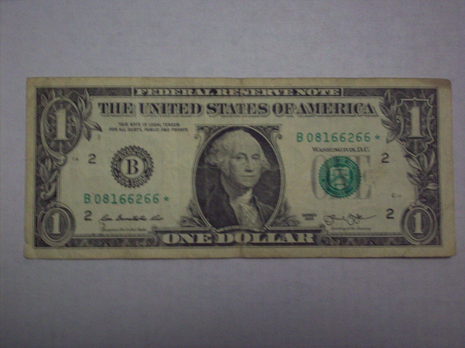 Replacement star note 1 dollar 2013 B duplicate serial number B ...