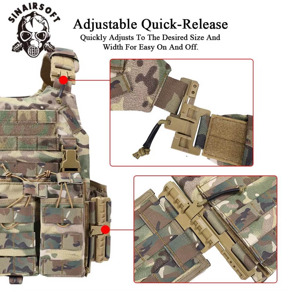 Tactical Nylon Vest with Quick Release Security Molle Multi-Camo Plate ...