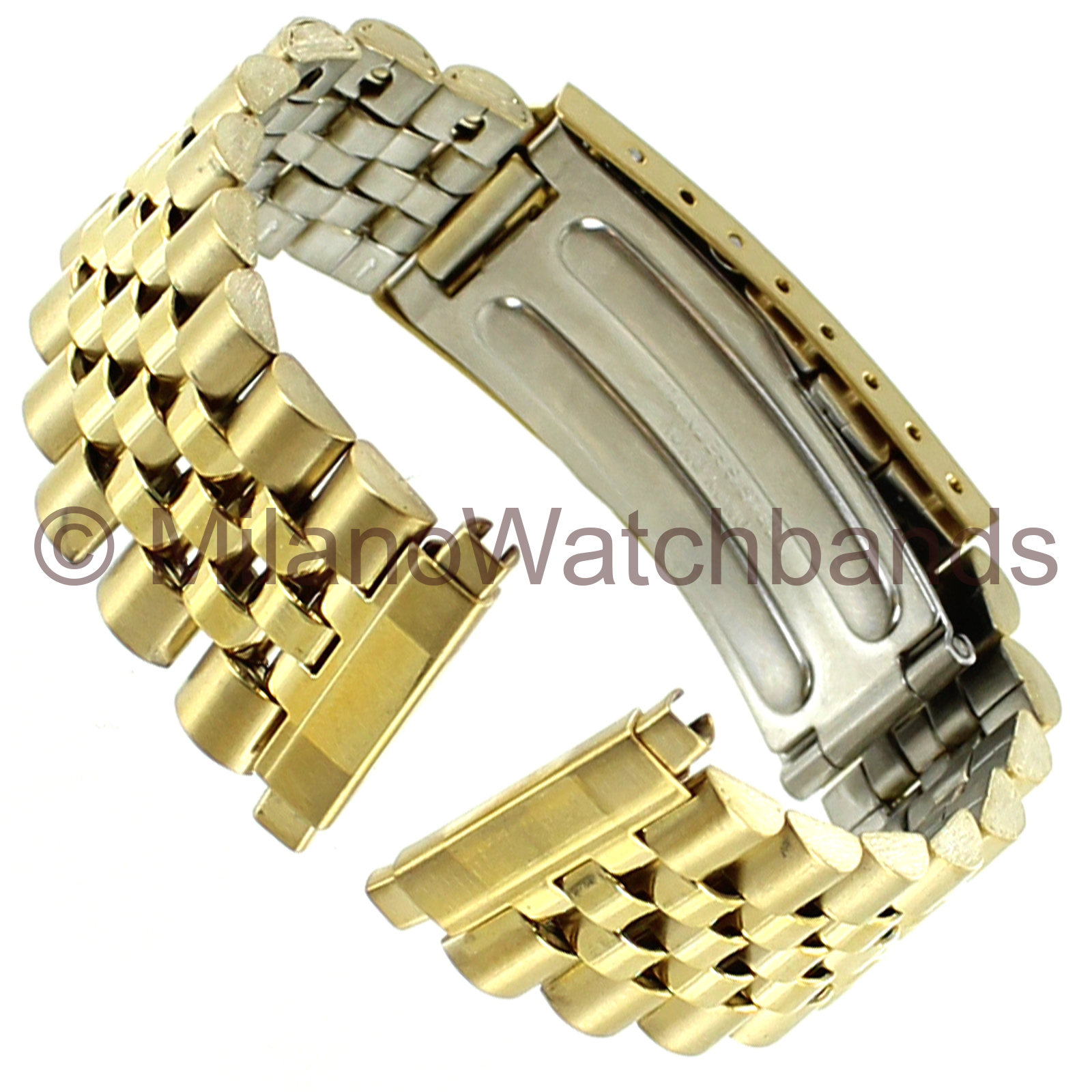 16-20mm Timex Metal Gold Tone Stainless Center Clasp Mens Watch Band ...