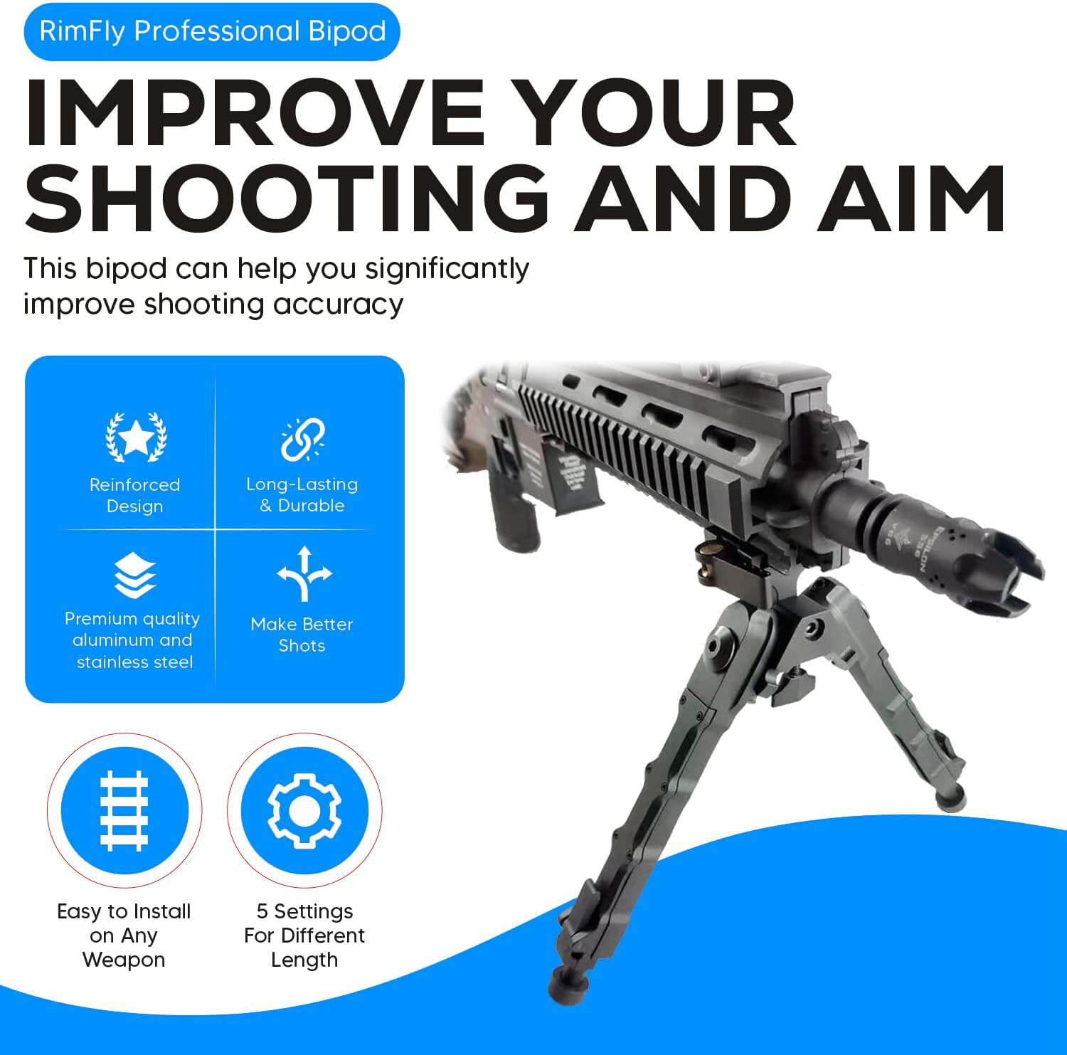 7.5-9''QD Tactical 20mm Rail Flat Shoot Hunting V9 Adjustable Rifle ...