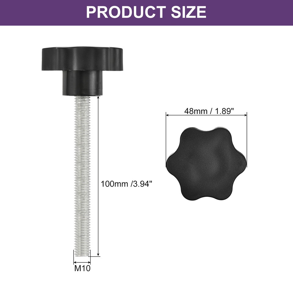 1Pcs Star Knobs, M10x100mm Plastic Hex Shaped Clamping Handle Screw ...
