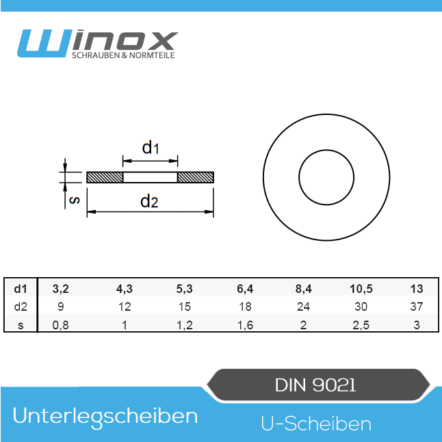M8 Karosseriescheiben DIN 9021 Edelstahl V2A A2 Unterlegscheiben ...